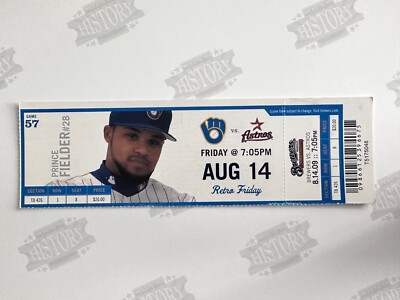 2009 Houston Astros at Milwaukee Brewers Ticket 8/14/09 Braun 2 Home ...