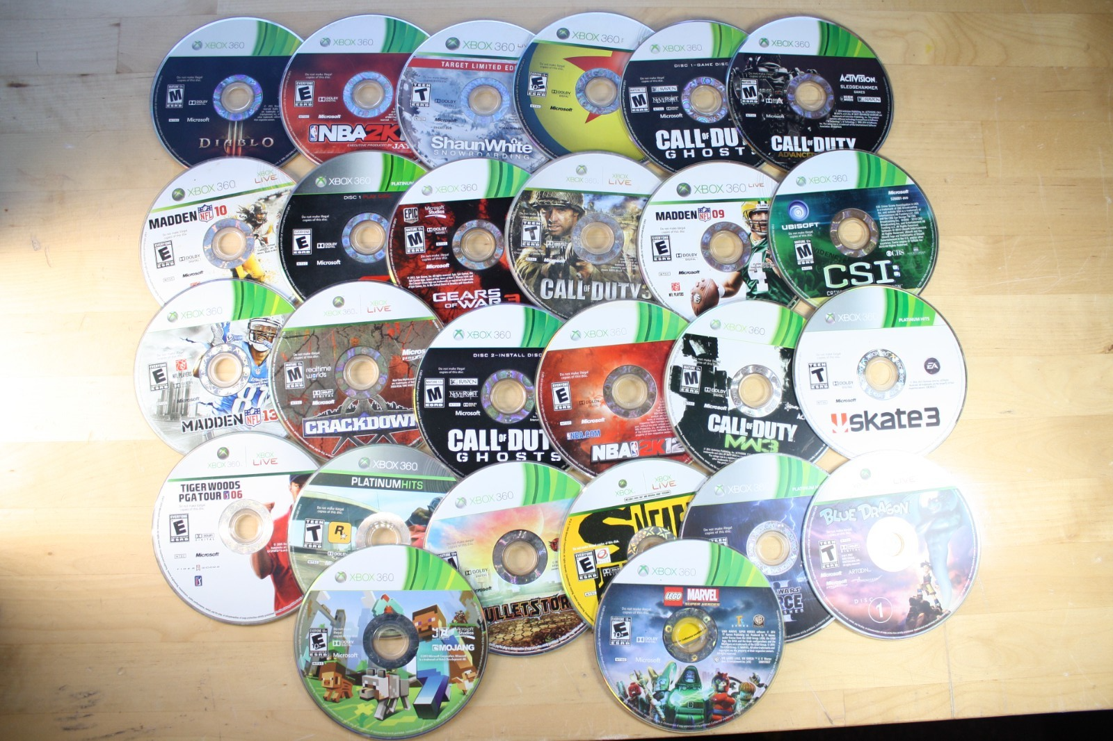 Lot of 25 Loose Xbox 360 Disc Only Video Games Scratched Untested As-Is ...