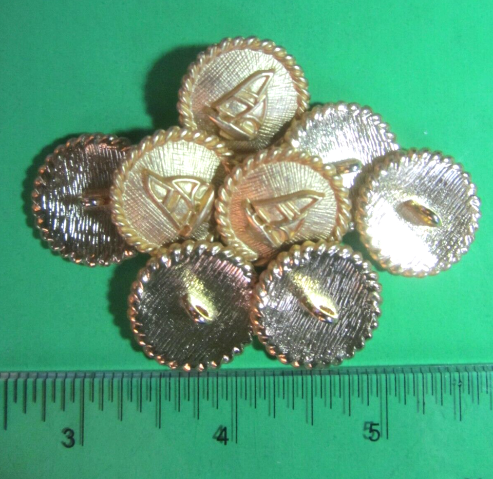 (8) VINTAGE STREAMLINE 15/16" SPIRAL RIM SAIL BOAT GOLD METAL SHANK ...