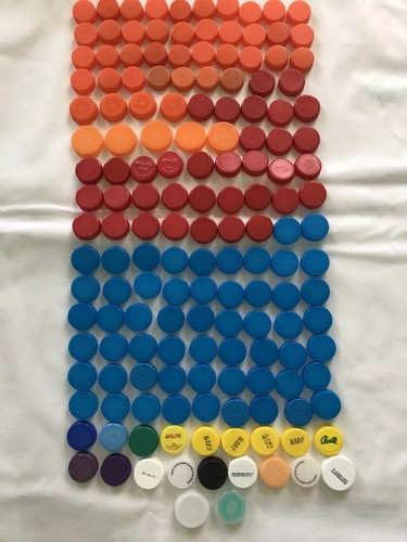 Plastic Bottle Caps Lids Milk Ice Tea Recycle Craft Project Lot Of 157 ...