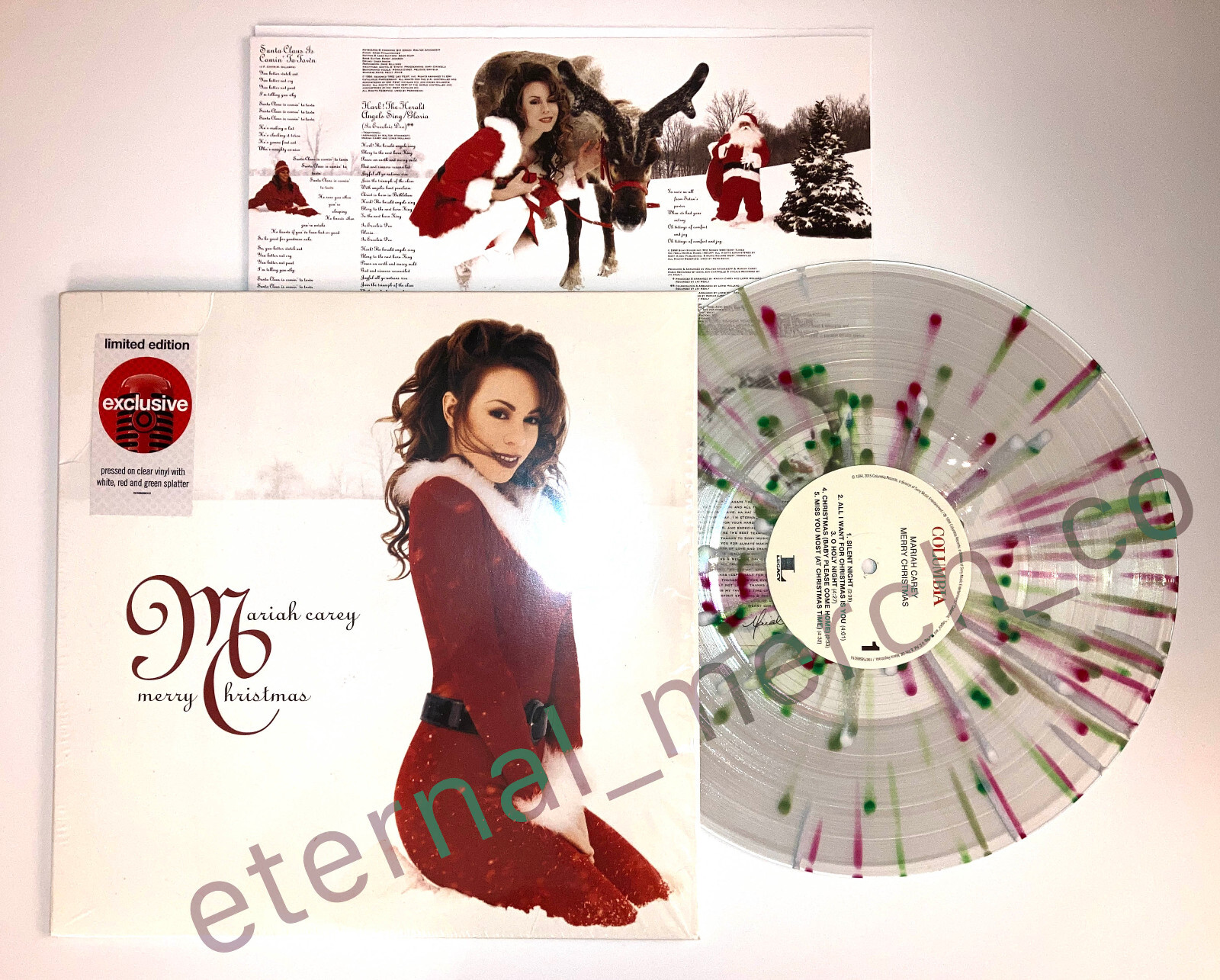 Mariah Carey ~ Merry Christmas ~ CLEAR RED WHITE GREEN SPLATTER Color ...