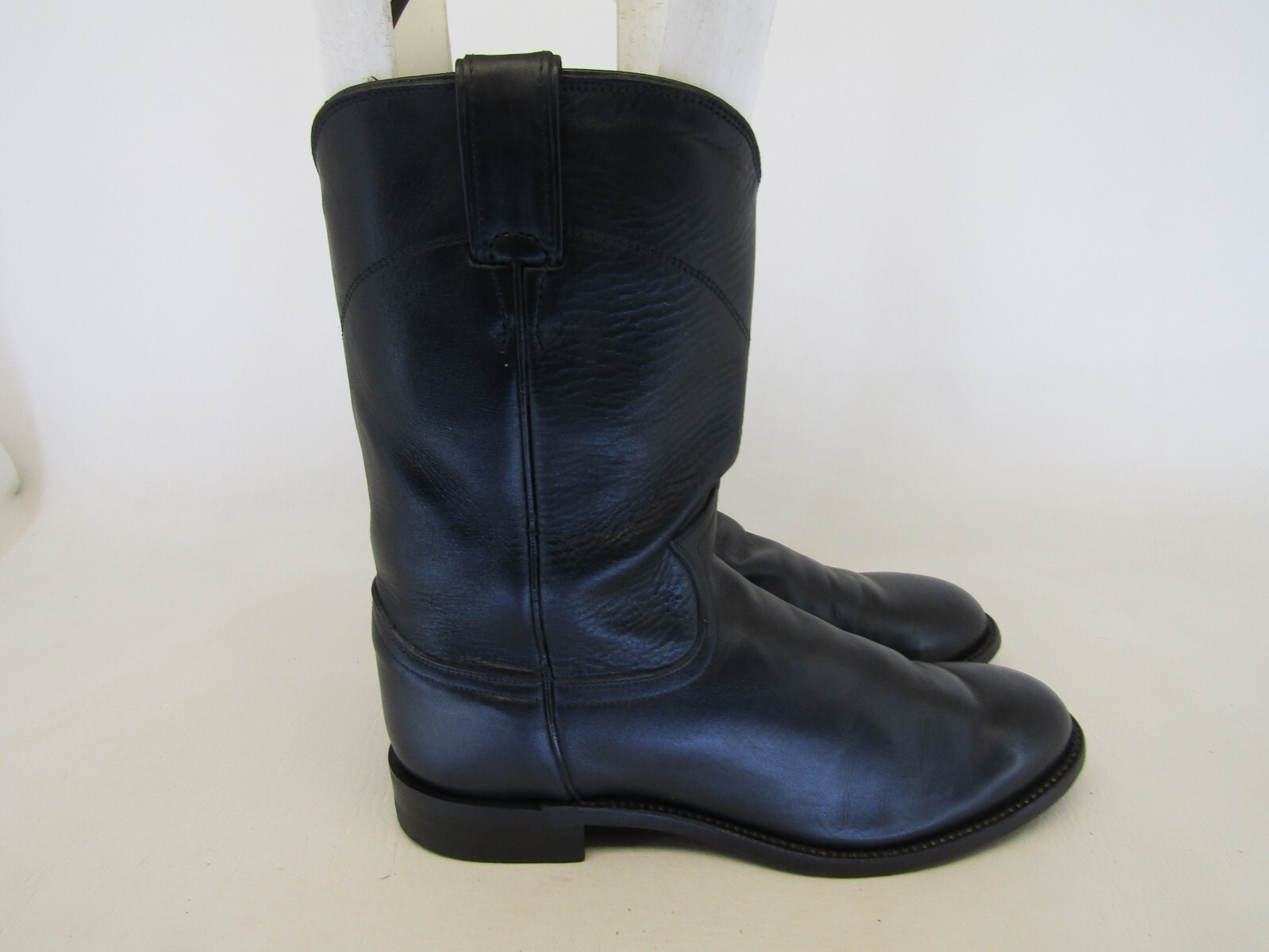 Justin Roper Mens Size 7.5 D Black Leather Cowboy Western Boots | eBay