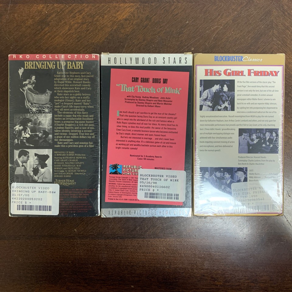 3 VHS Cary Grant Bringing Up Baby VHS Hepburn That Touch Of Mink His ...