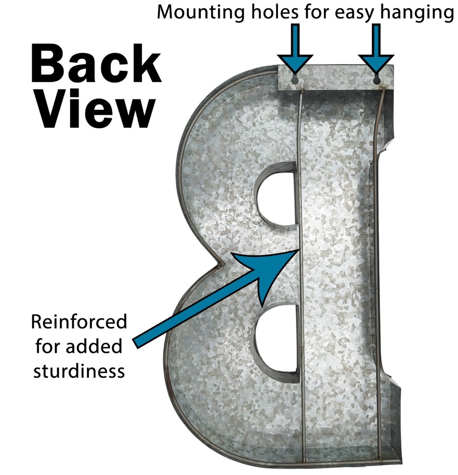 Huge 20" Metal Letter Hanging Wall Décor, Galvanized Metal with Rusted ...