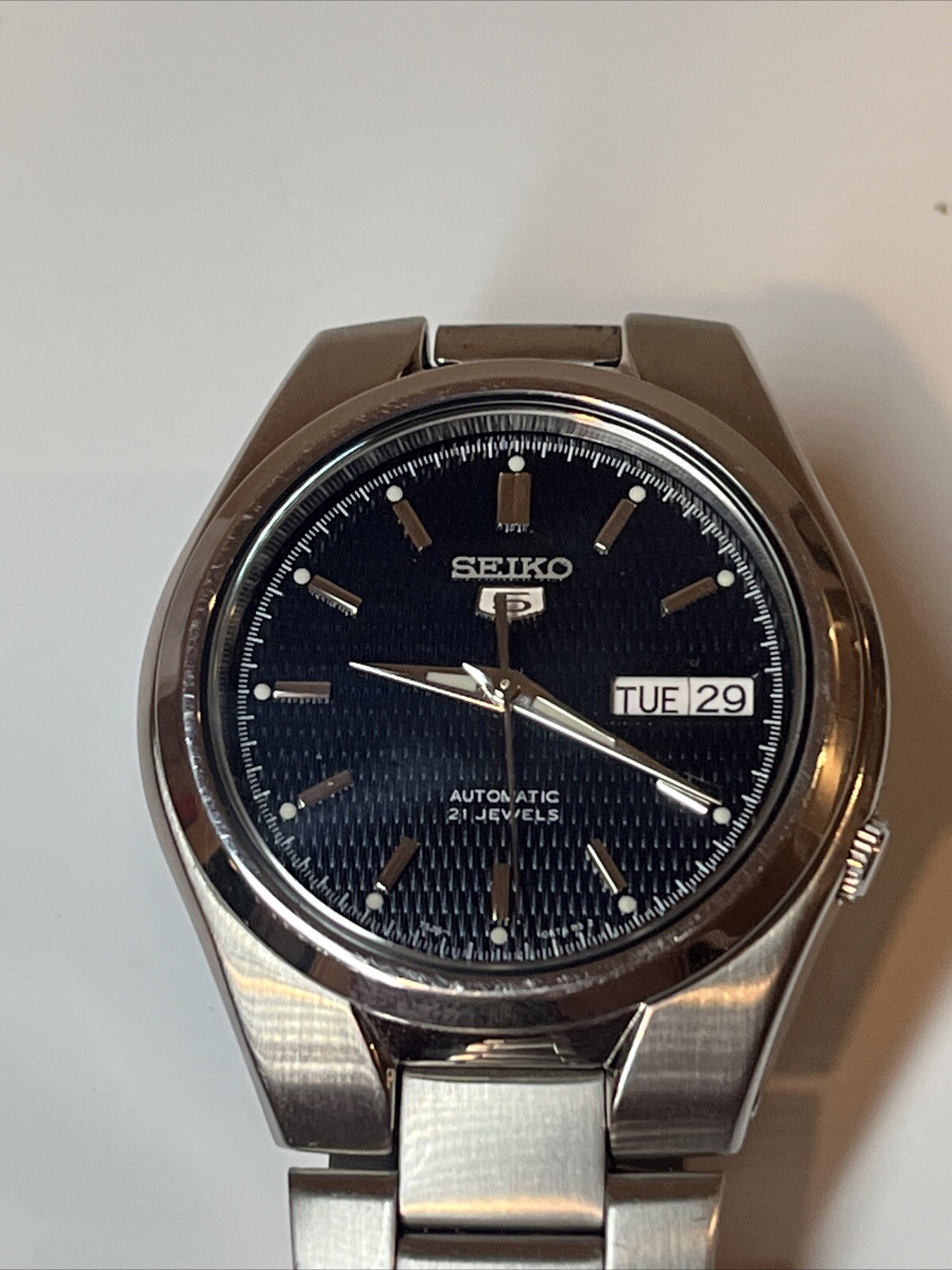 Seiko Men's SNK607 Seiko 5 Automatic Blue Dial Stainless-Steel Bracelet ...