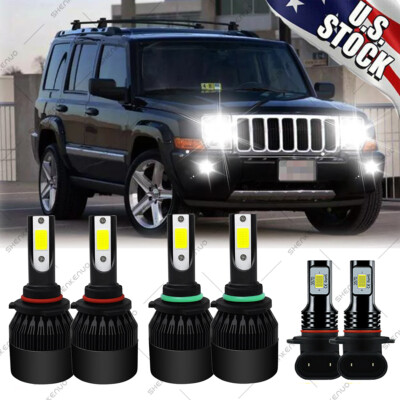 For 2006-2010 Jeep Commander 6X LED Headlights Hi/LO Fog Lights Bulbs ...