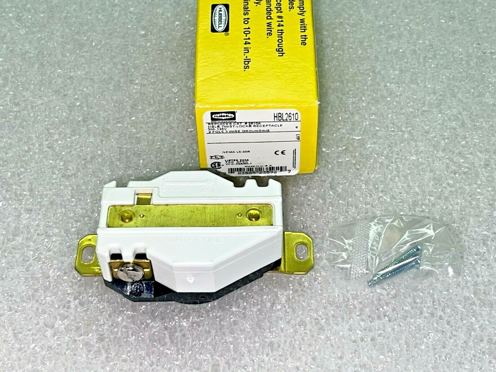 HBL2610, Hubbell, Black Nylon Face Twist Lock Receptacle 2 Pole 30A ...