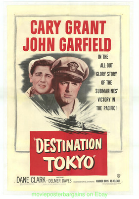 DESTINATION TOKYO MOVIE POSTER 27x41 On Linen R1950 CARY GRANT JOHN ...