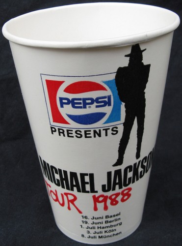 Michael Jackson Gobelet PEPSI Drink BAD TOUR Cardboard Cup Can Germany ...