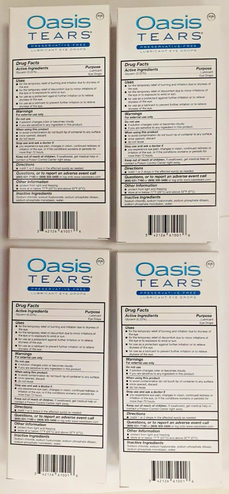 **4 BOXES** OASIS TEARS For Dry Eye Relief - Premium Product - Exp. 9/ ...