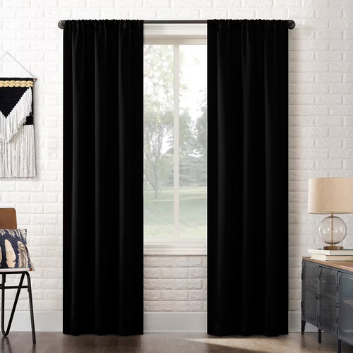 40"x96" Sun Zero Blackout Bergen Rod Pocket Curtain Panel Black: | eBay