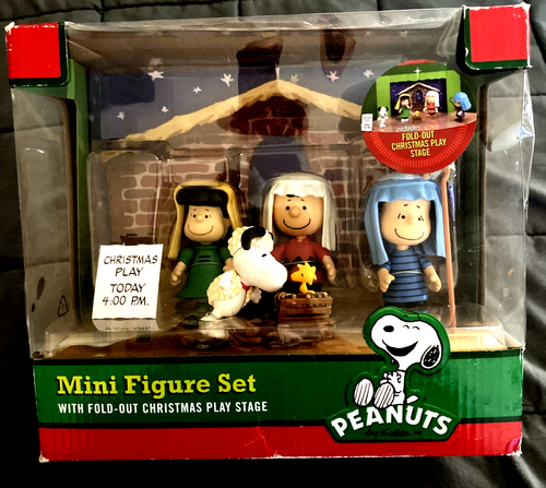 Peanuts 9 piece Mini Figure Set Nativity CHRISTMAS PLAY with Fold Out ...