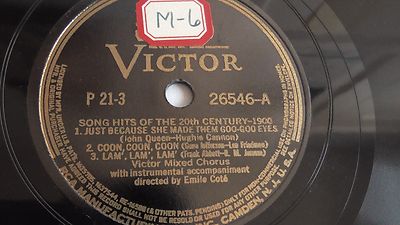 Victor Mixed Chorus - 78rpm single 10-inch – Victor #26546 Song Hits Of ...