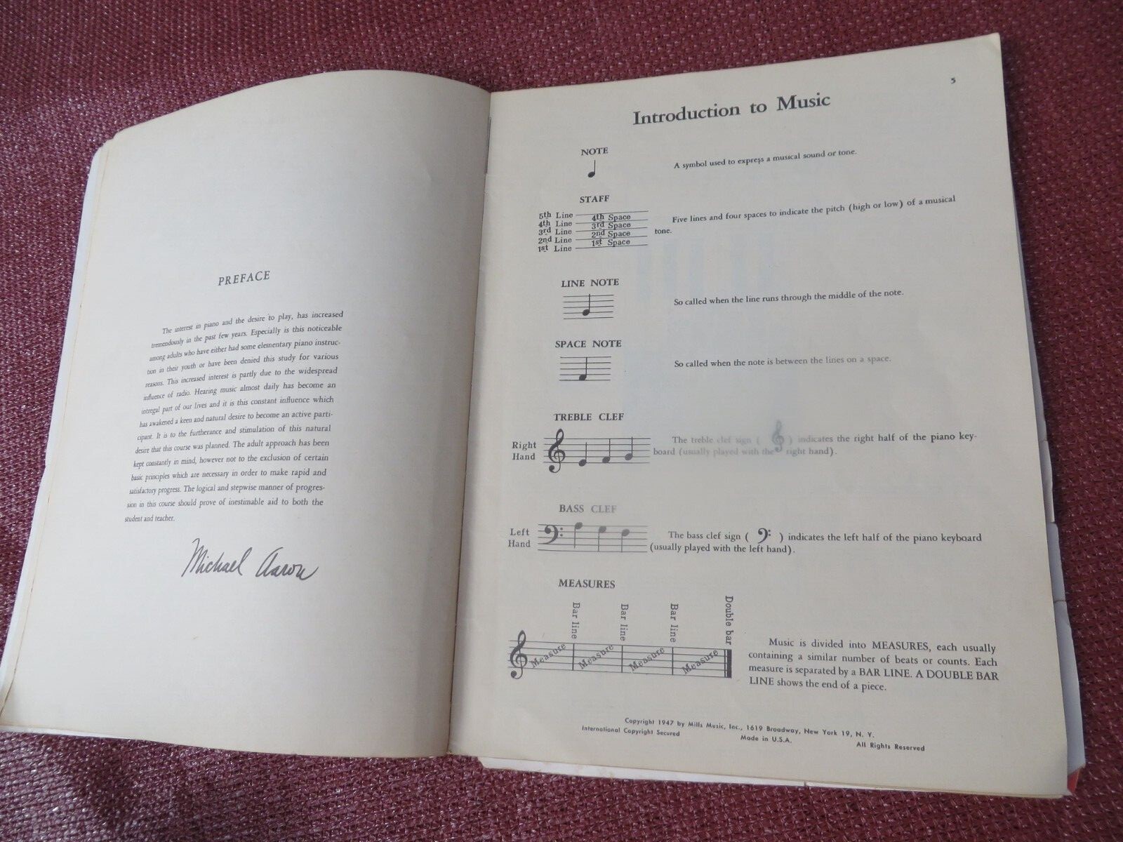 Michael Aaron Adult Piano Course Book 1, 1947 | eBay