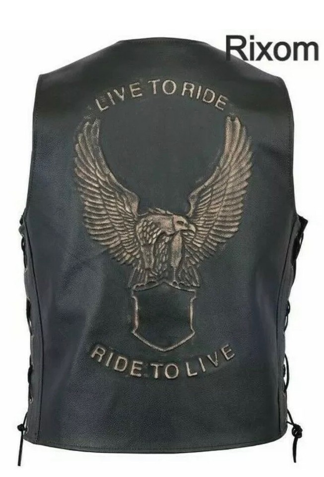 Eagle Embossed Vest Sons of Anarchy Bikers Leather Club Waistcoat Men ...