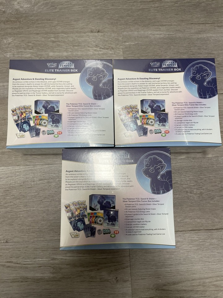 3x Pokemon TCG Sword & Shield Silver Tempest ETB Elite Trainer Box ...