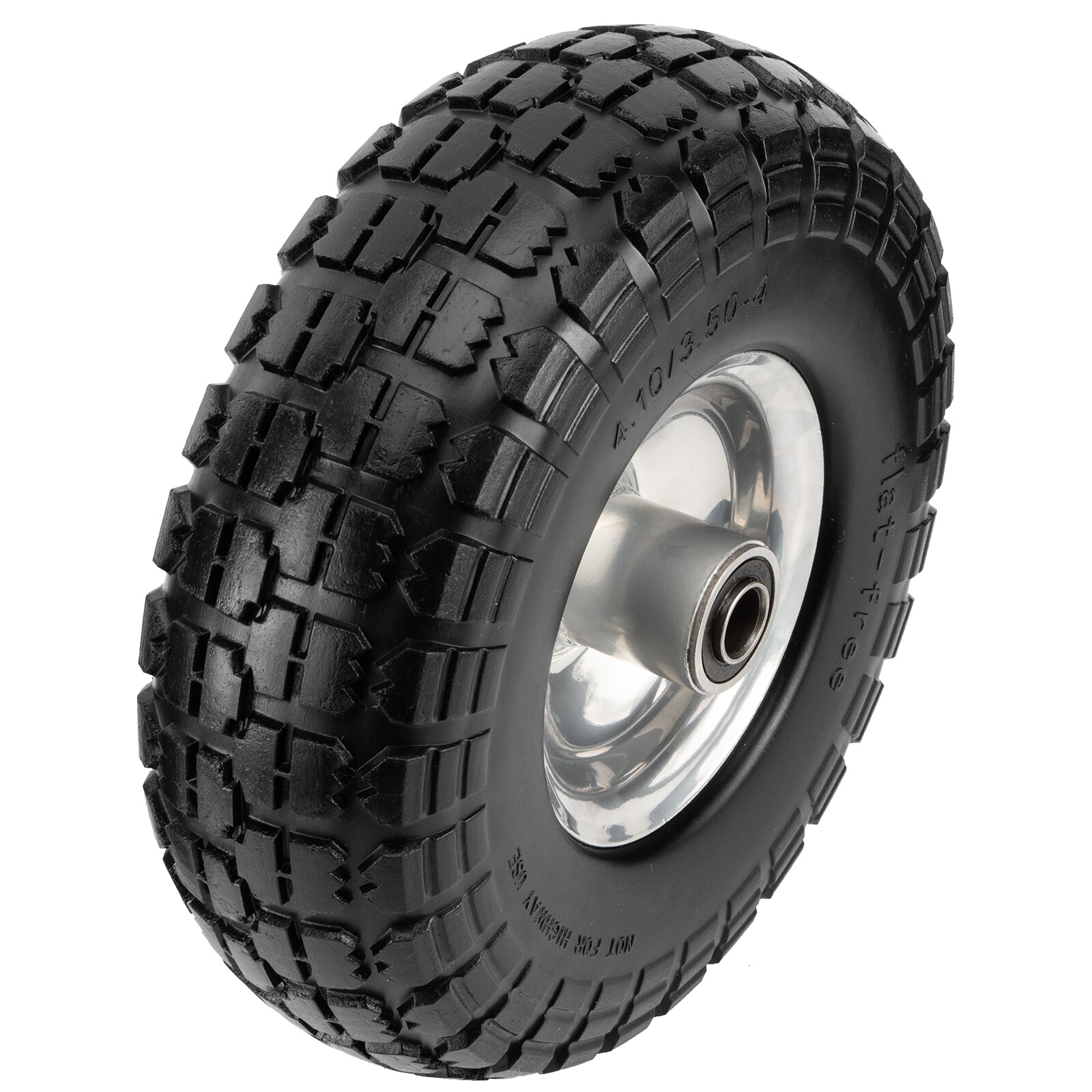 2 Pack Flat Free Rubber Tire Wheels 4.10/3.50-4" 5/8" Axle Bore Tires ...