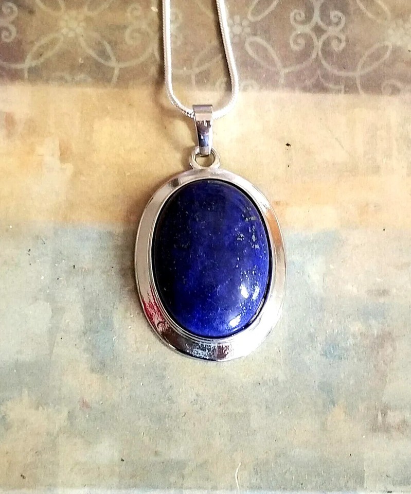 Lapis Necklace Sterling Silver Lapis Lazuli Pendant Necklace Lapis ...