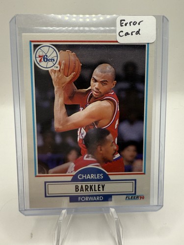 CHARLES BARKLEY 1990 Fleer ERROR FG% .545 Card #139 Philadelphia 76er's ...