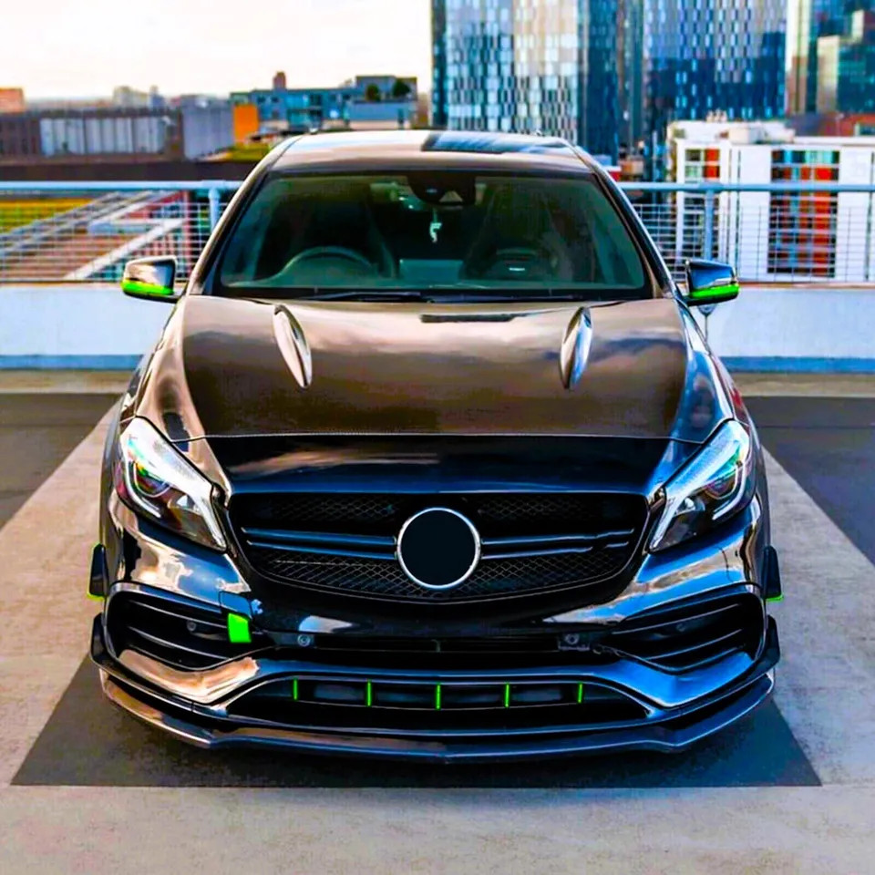 Mercedes A Class A35 A45 AMG Line Front Lip Splitter Gloss Black W176 ...