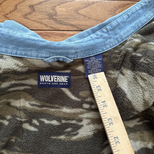 VTG Wolverine Denim Shirt Jacket Shacket Barn Size XXLPlaid Fleece ...