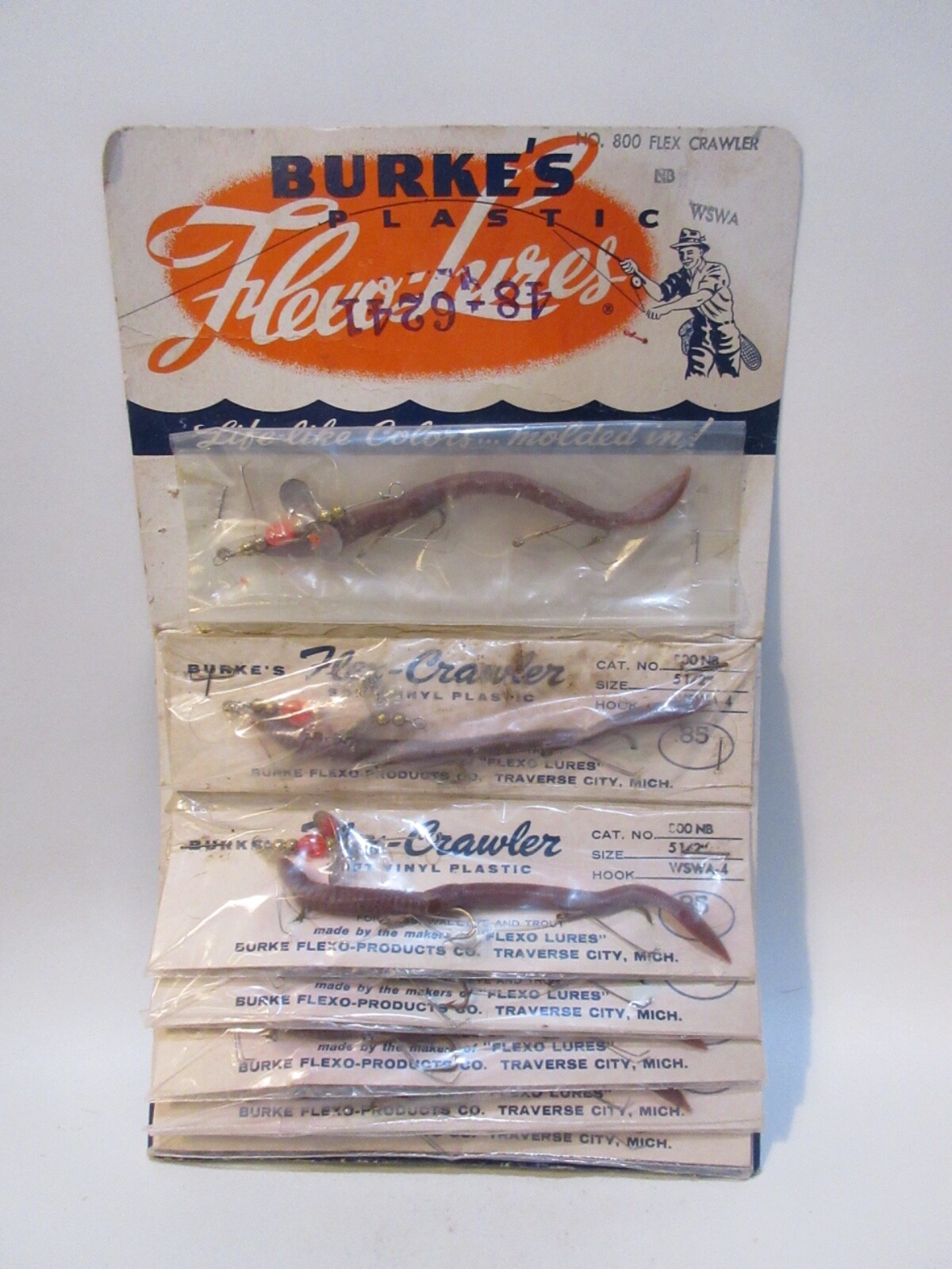 Vintage Burke's Flexo-Lures Flex-Crawler Counter Display/Dealer Display ...