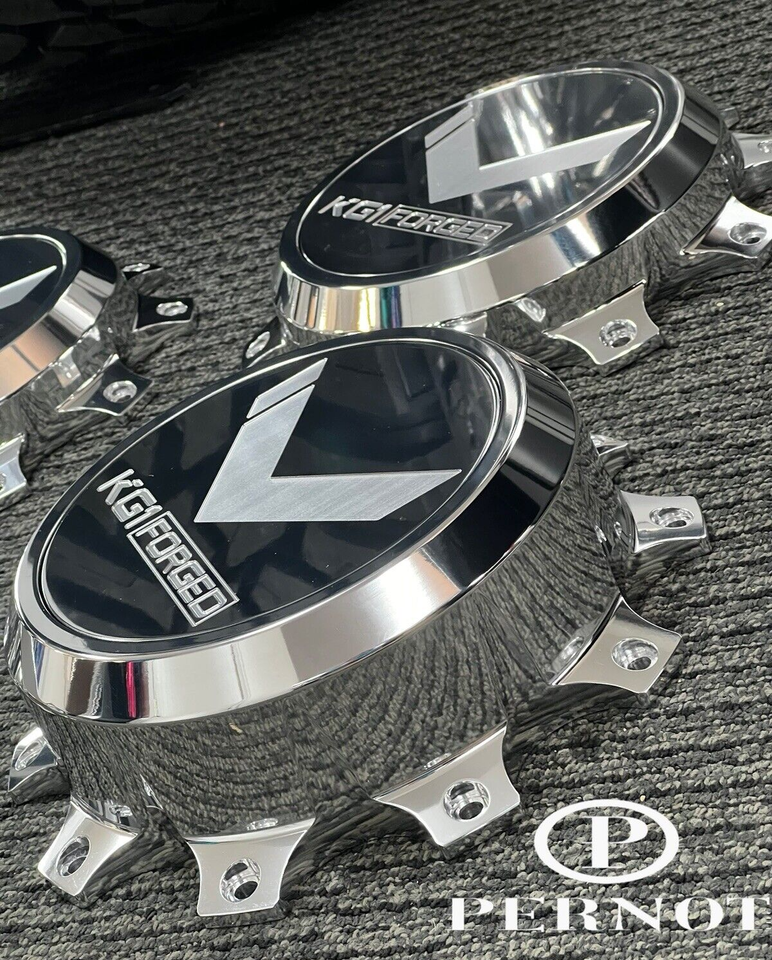 FLOATING KG1 Polished Aluminum Center Caps - Dually 10 Lug (Set of 4 ...