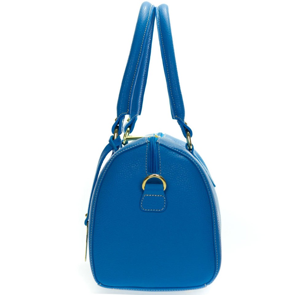 Giordano Italian Made Bright Azure Blue Leather Structured Satchel ...