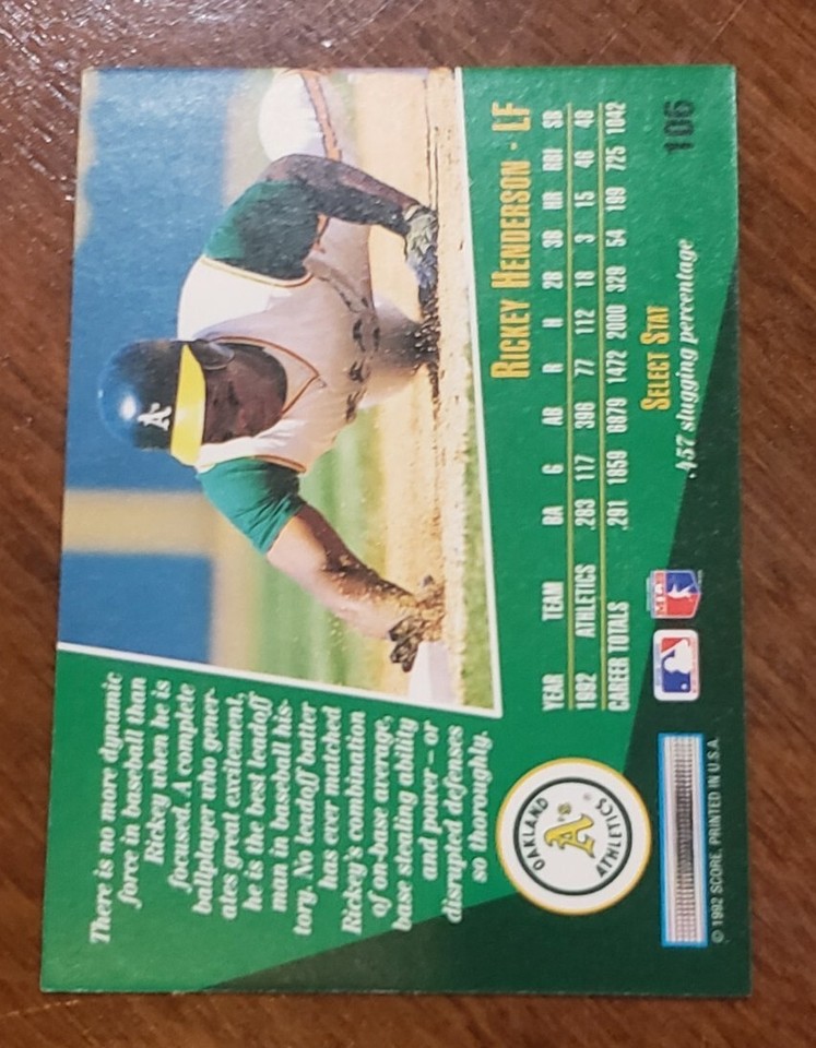 1993 Score Select #106 Rickey Henderson Oakland A’s Baseball Card | eBay