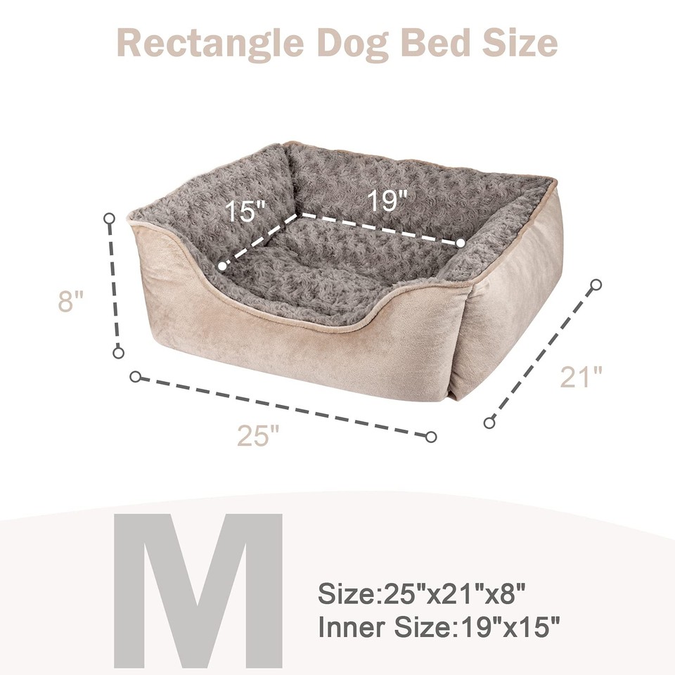 JOEJOY Rectangle Dog Bed for Large Medium Small Dogs M(25"x 21"x 8 ...