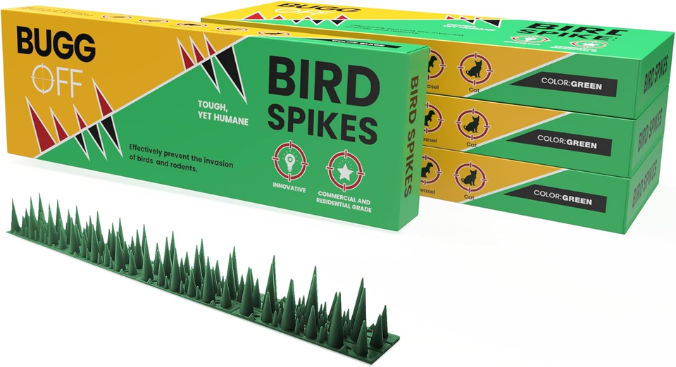 BUGGOFF - Green Plastic Bird & Rodent Spikes, Unique Spike Pattern ...