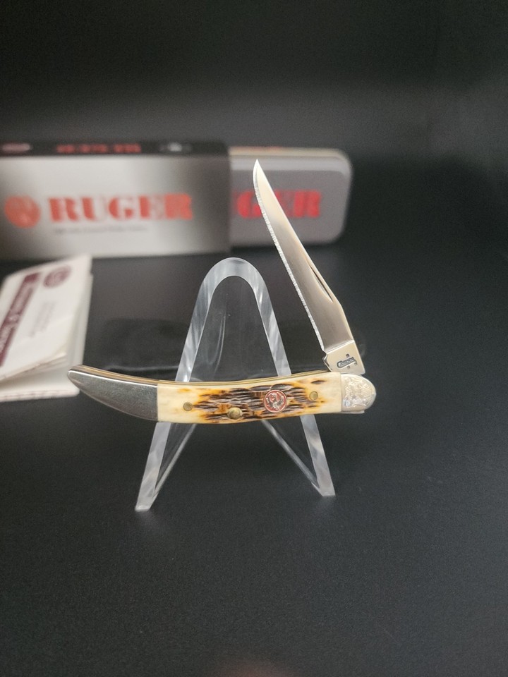 2007 Case XX Ruger Burnt Honey Bone Toothpick Knife * INTRICATE BOLSTER ...