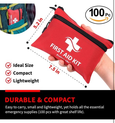 Protect Life First Aid Kit for Home/ Business/ Camping/ Auto 100 Pieces ...