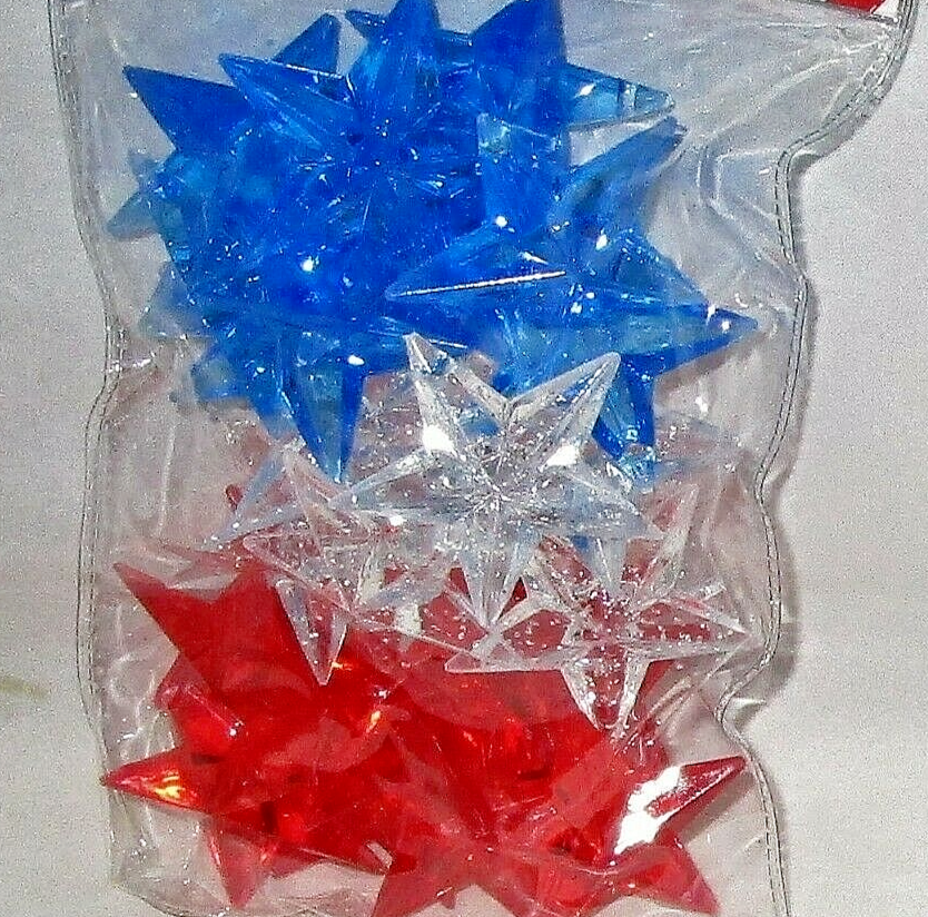 Patriotic Stars Table Scatter Decor 27 Count Red Blue Clear July 4th | eBay