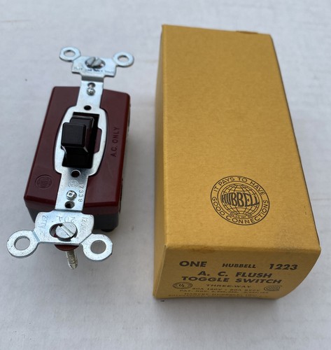 NEW - Hubbell 1223 A.C. Flush Toggle Switch 3-Way - 20 Amps 120-277V ...