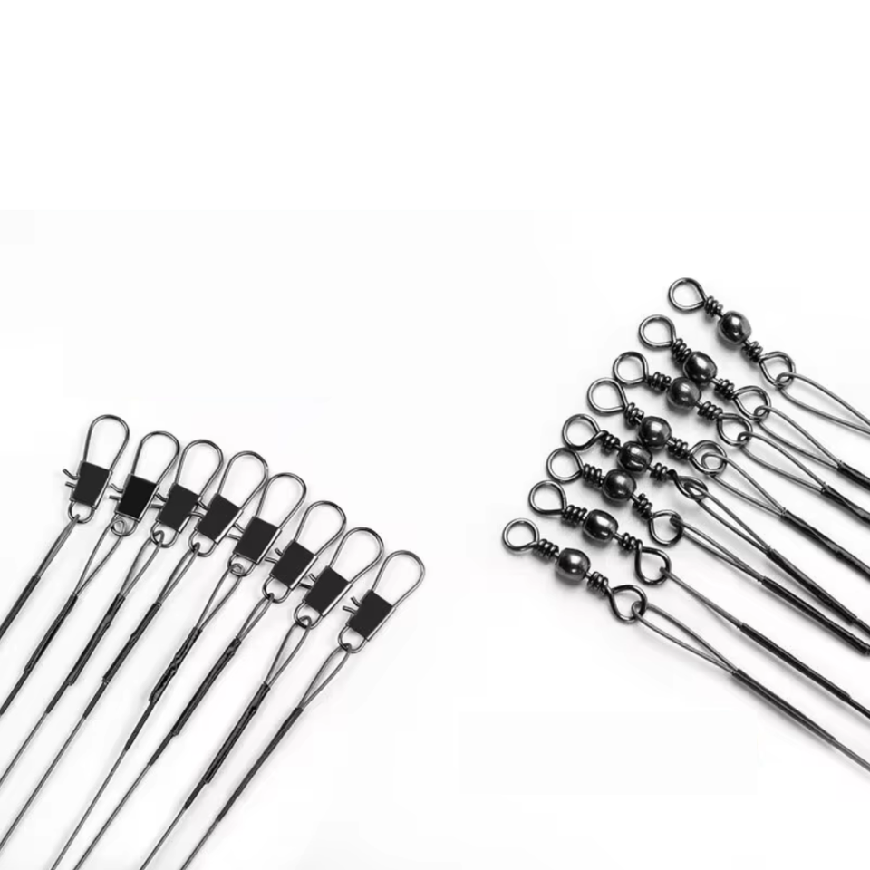 10pcs Wire Trace Fishing Pike Zander Lure Swivel Link Barrel Steel ...