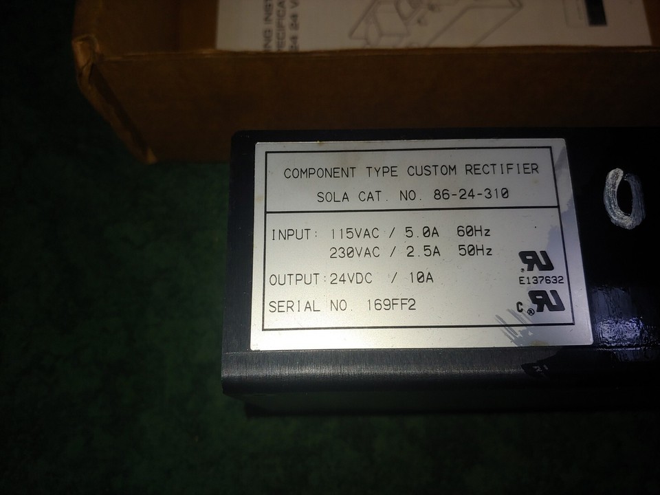 Sola 24 VDC 10 Amp Power Supply - Cat# 86-24-310 -- Input 115 VAC ...
