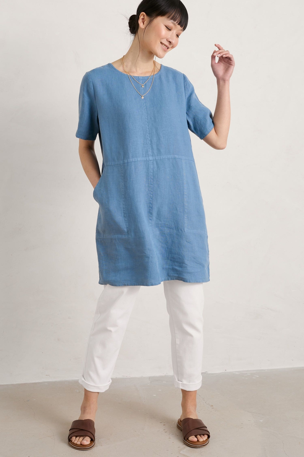 Seasalt Women's Tunic - blue Soft Shading Linen Tunic - Regular - Tide ...