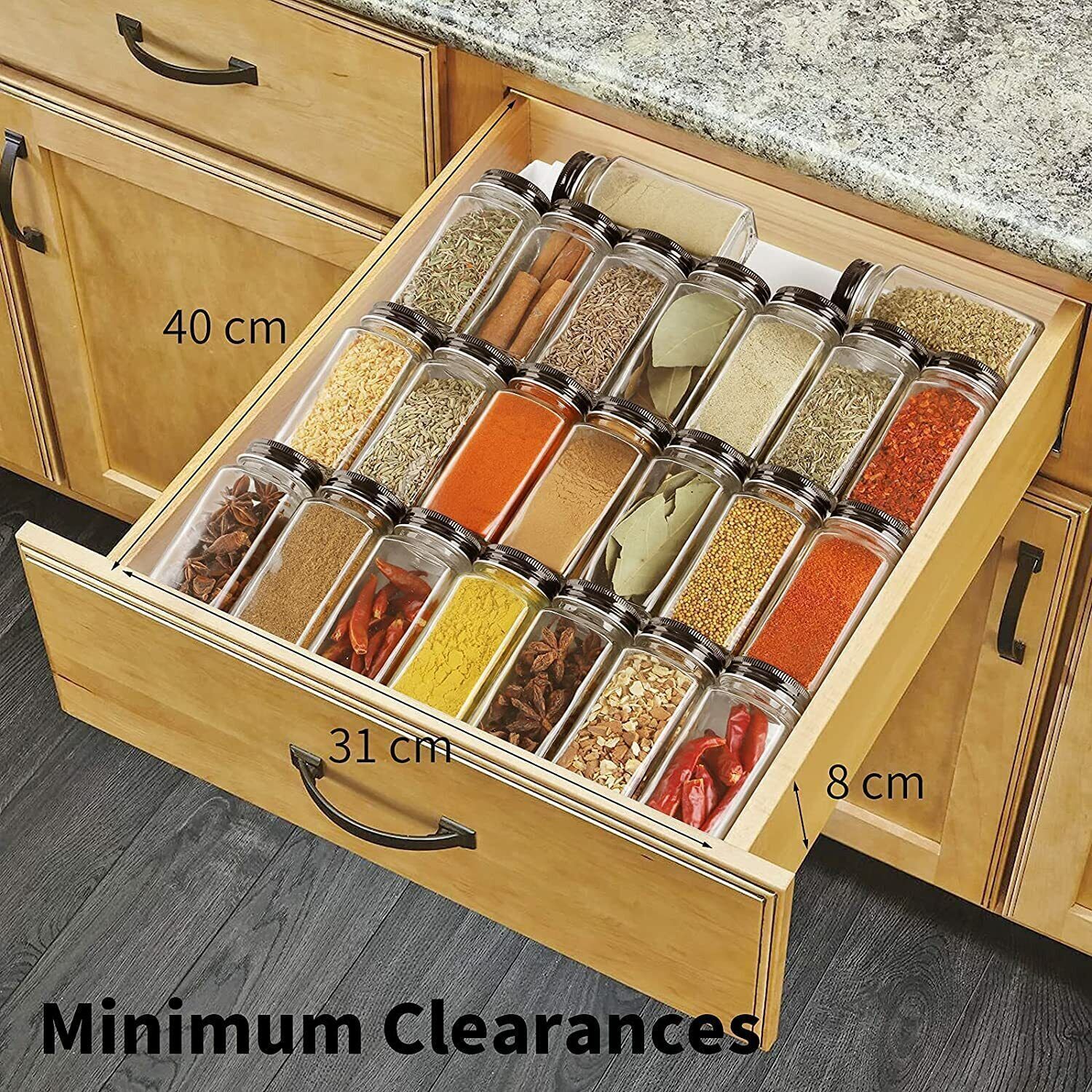 Spice Rack Drawer Organizer, 4 Tier Expandable 30cm to 59cm Seasonings ...