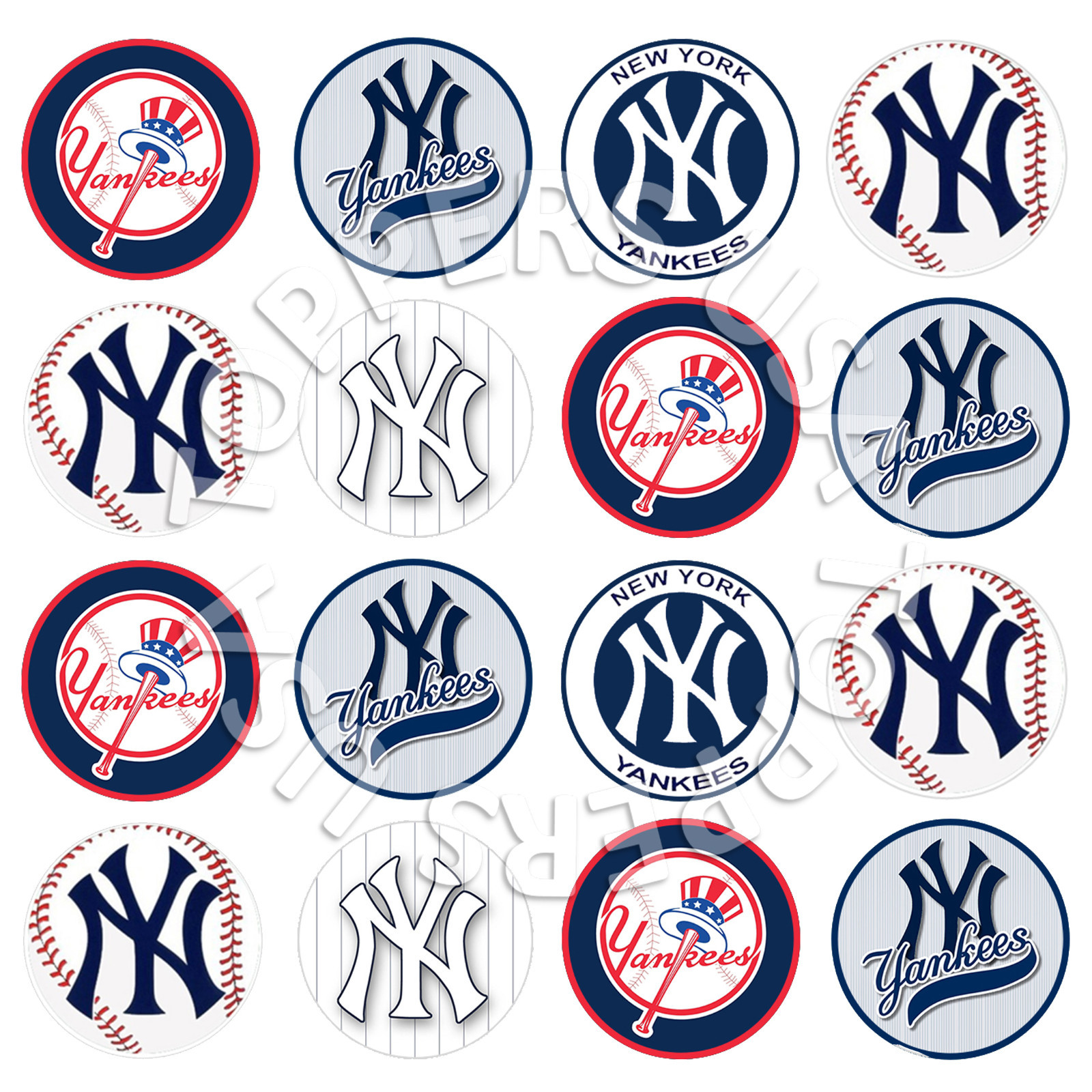 16x EDIBLE Yankees Baseball Cupcake Toppers Wafer Paper 4cm (uncut) | eBay