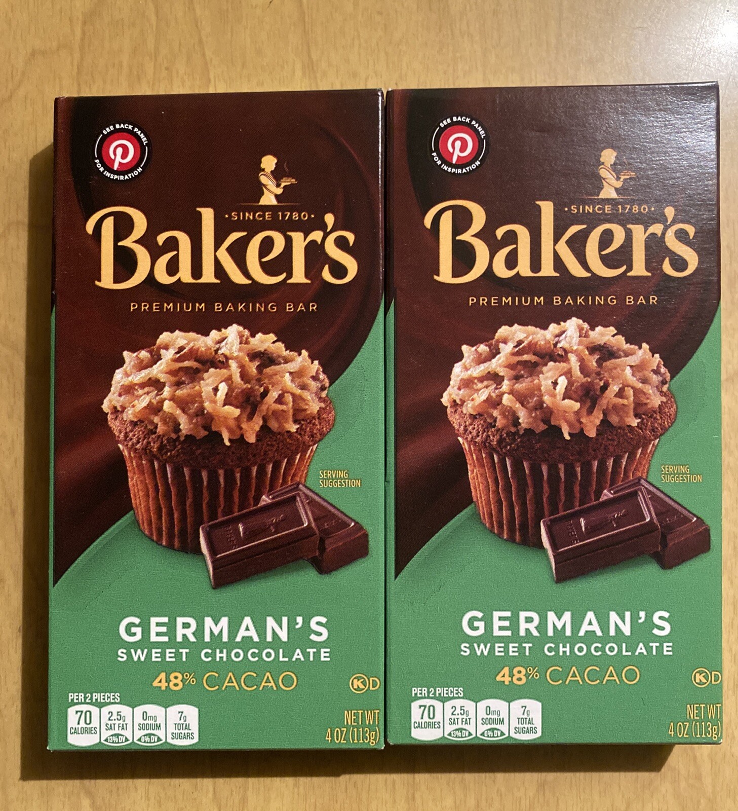 2 BAKER'S German's Sweet Chocolate 48% CACAO Bar 4oz Baking 4 BARS Exp ...