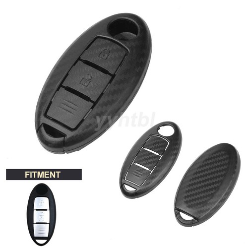 For Nissan Qashqai Pulsar 370Z 3 Buttons Carbon Texture Key FOB Cover ...