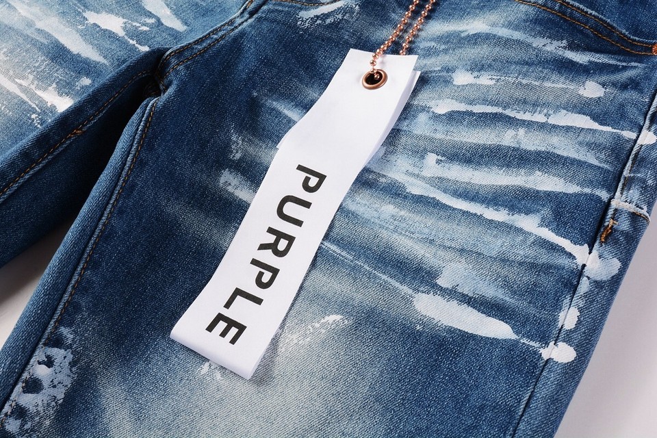 New Blue Purple Brand Men's Ripped Pants Splash-ink Skinny Jeans . | eBay