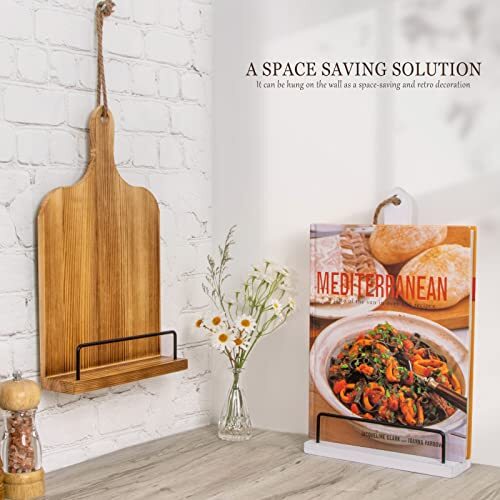 PUERSI Cook Book Stand for Kitchen Counter, Wooden Cookbook Holder ...