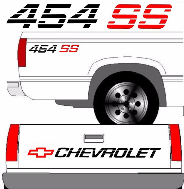 CHEVROLET SS Tailgate Truck Lettering + (2) 454 SS Vehicle Vinyl Decal ...