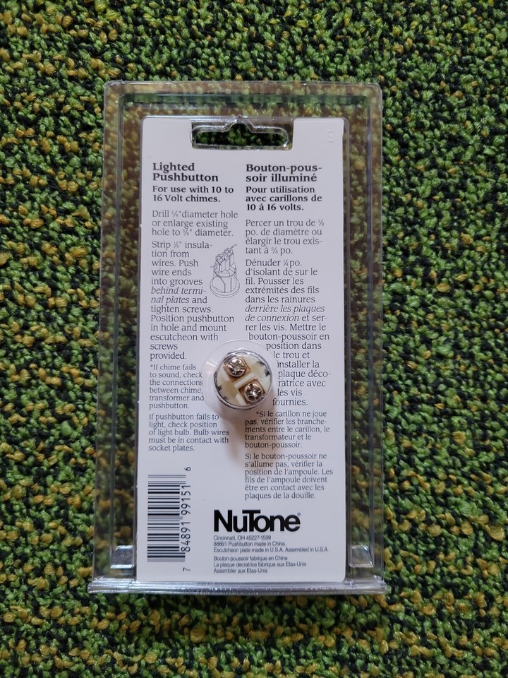 NuTone Door PUSH BUTTON Lighted BRASS PB-29LPB NEW Masterpiece Series ...