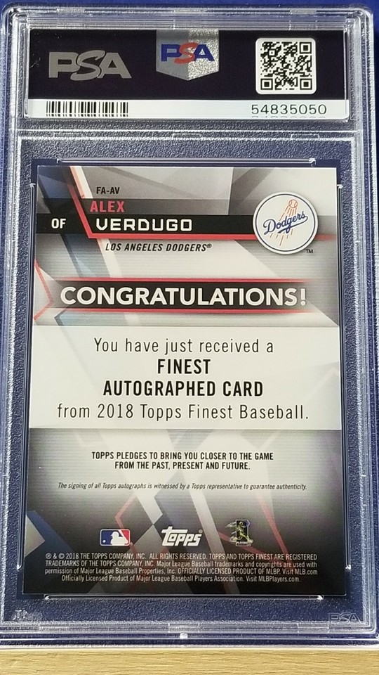 Alex Verdugo - 2018 Finest Autograph Green Wave Refracgor PSA 9 #86/99 ...