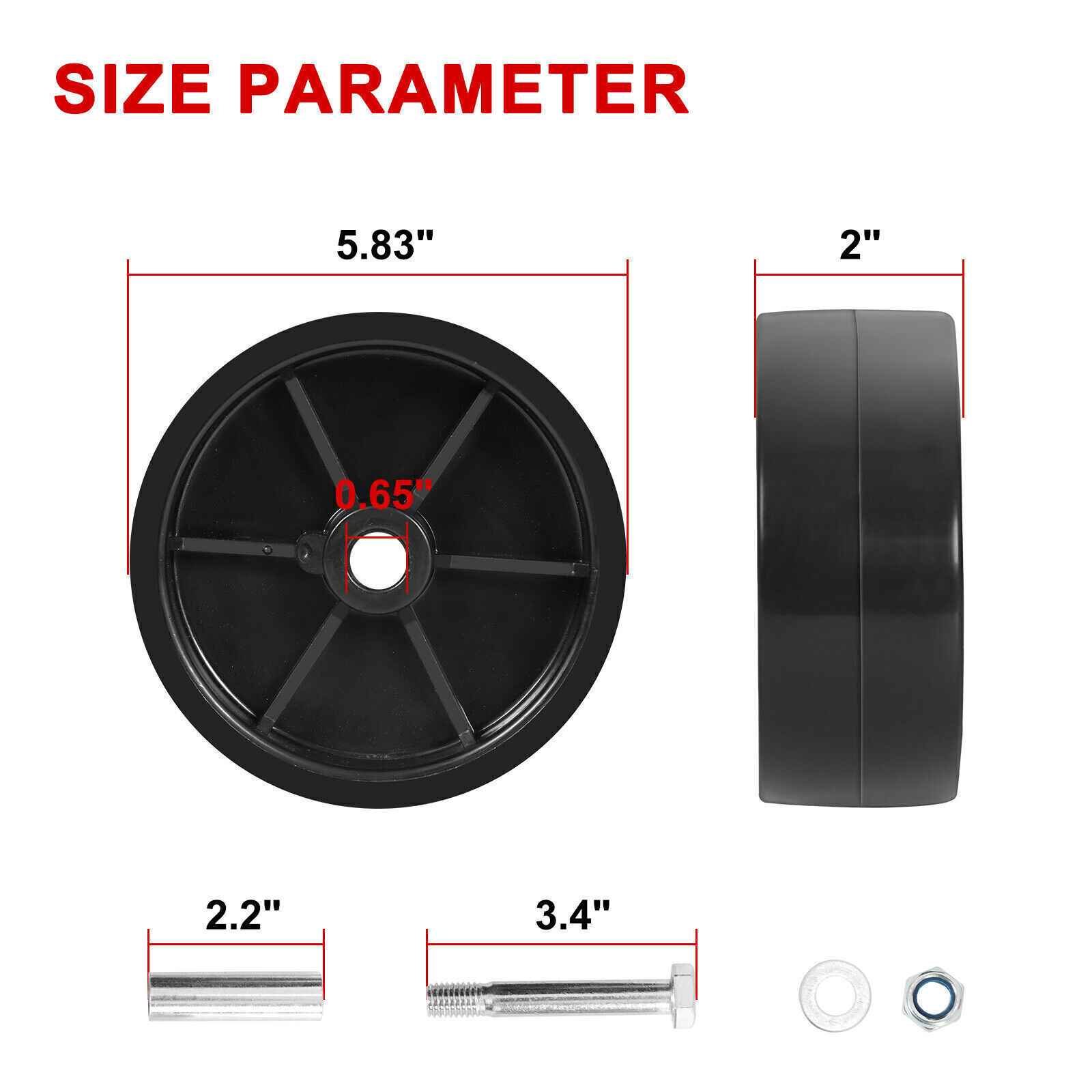 Boat Trailer Jack Caster 6" Trailer Tongue Wheel 1/2" Axle Diameter ...