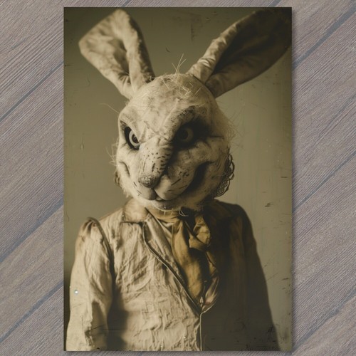 8.5x11" Rabbit Weird Creepy Vibe Easter Bunny Scary Mask Cult Strange ...