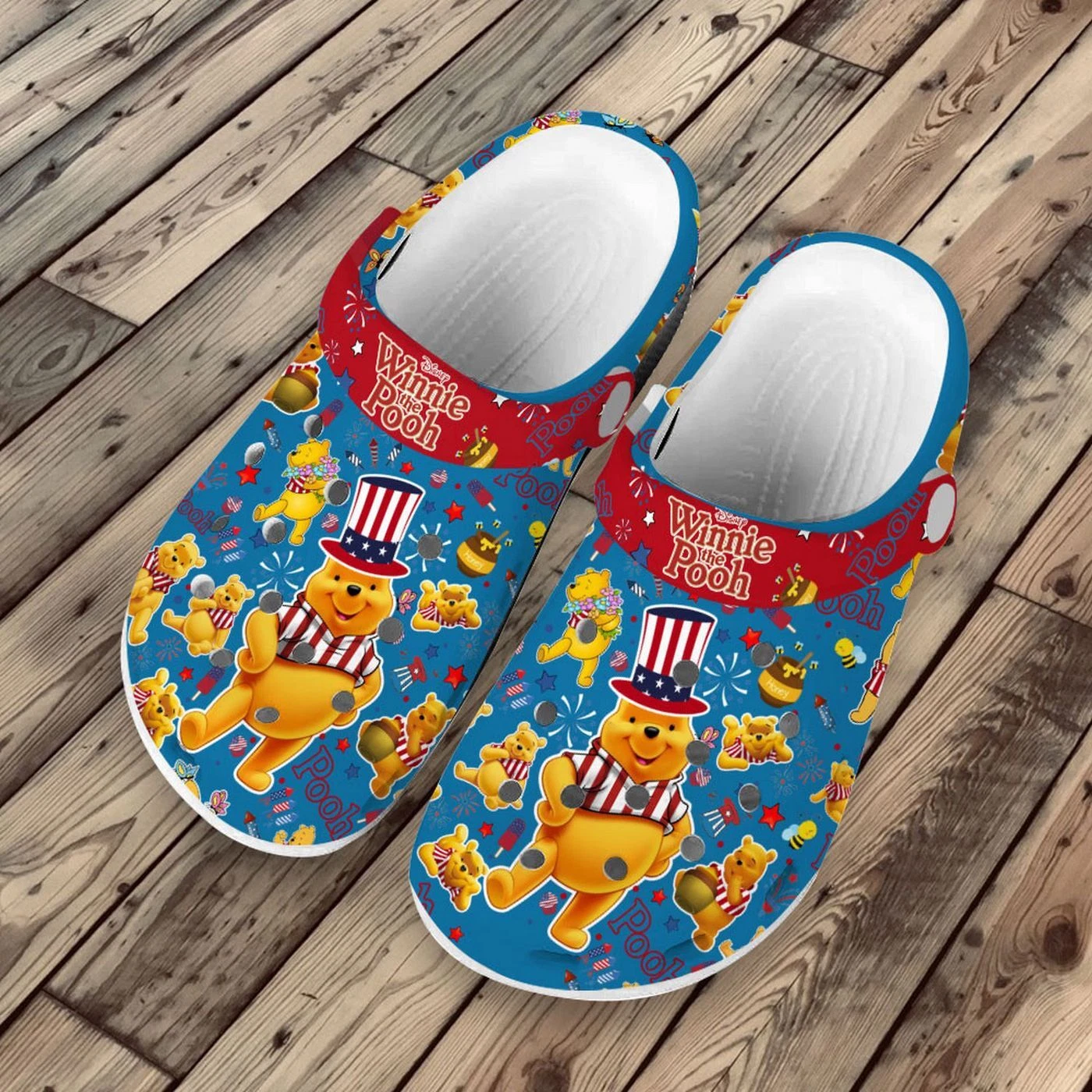 Happy USA Winnie The Pooh Blue And Red Clogs For Kids And Adutls | ID ...